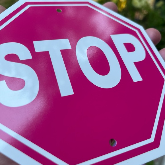 Wall Decor | Pink Stop Mini Metal Sign 6x6 | Poshmark